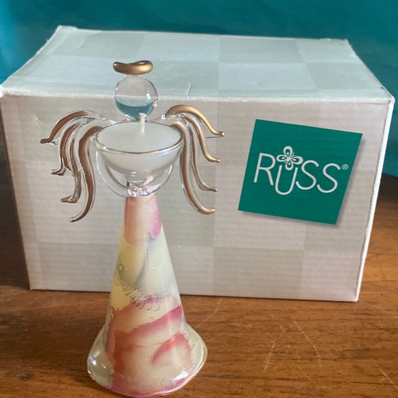 Russ | Holiday | Vintage Russ Angel Of Love Glass Votive Angel With ...